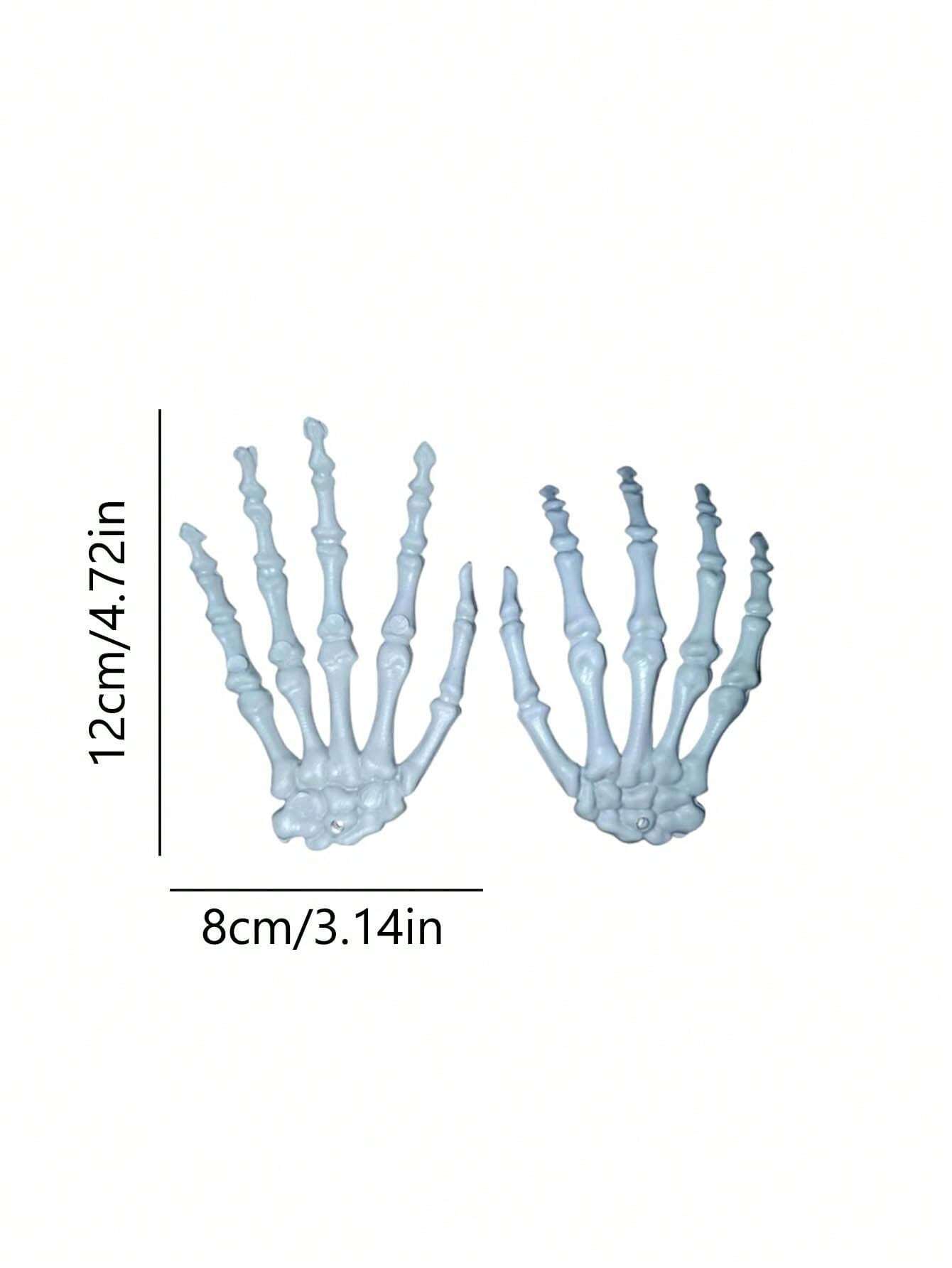 1 Pair Halloween Skull Hands, Realistic Plastic Skeleton Hands For ...