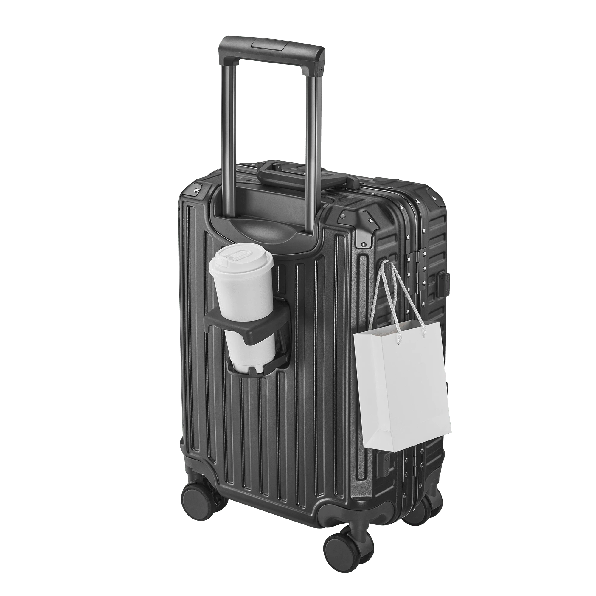 20-Inch Aluminum Frame Carry-On Travel Trolley Suitcase With Cup Holder ...