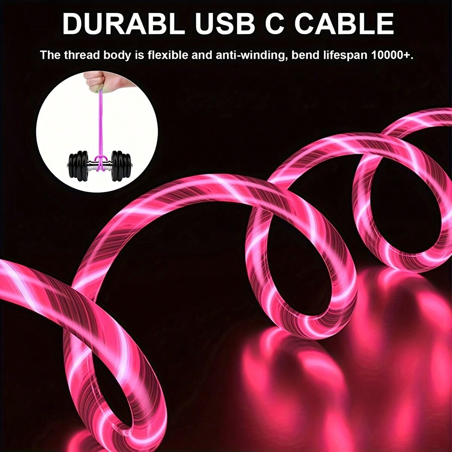 Luminous LED Type C USB Cable Compatible With Samsung Galaxy S24 Ultra S21 S20 S10 S9 S8 Plus ...