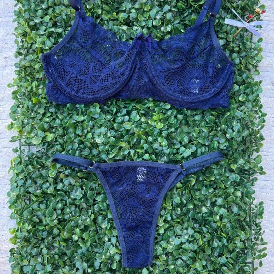 Lace Thong Panties Set With Cupless Lace Bra With Underwire Lingerie ...