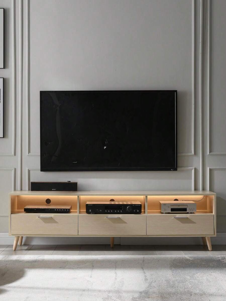 LED TV Stand LED Entertainment Center With Storage Modern LED Media ...