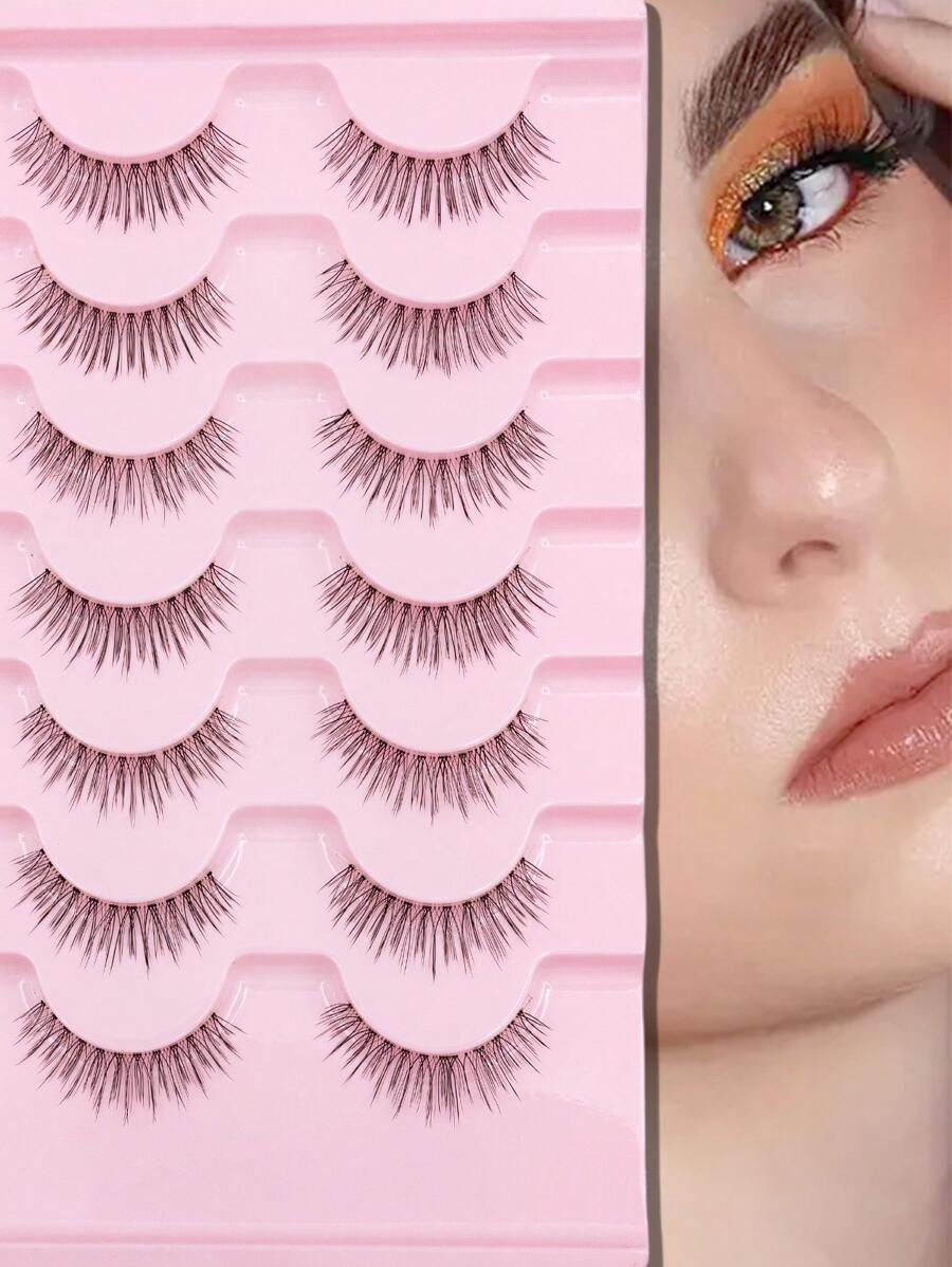 7 Pairs Natural False Eyelashes, Reusable Sweat-Proof Fake Eyelashes ...