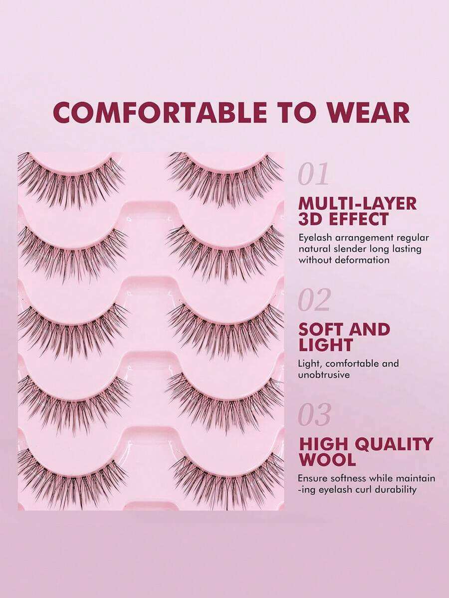 7 Pairs Natural False Eyelashes, Reusable Sweat-Proof Fake Eyelashes ...