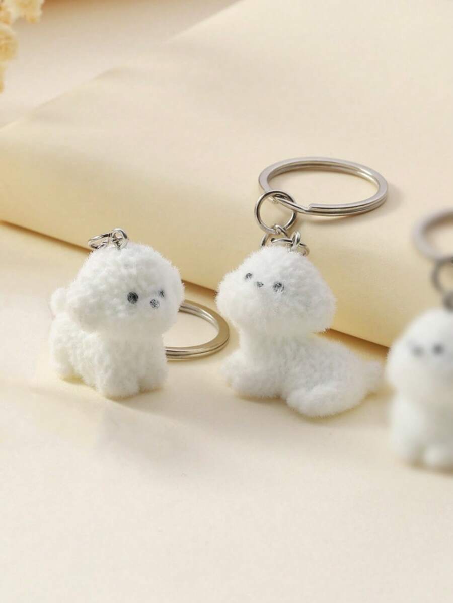 1pc Unisex Resin Velvety Cute Cartoon 3D Dog Keychain, Standing/Pawing ...