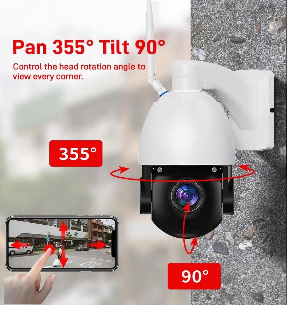 4K 8MP WiFi Video Surveillance Camera 50X Zoom CCTV Cam AI Human Detect ...