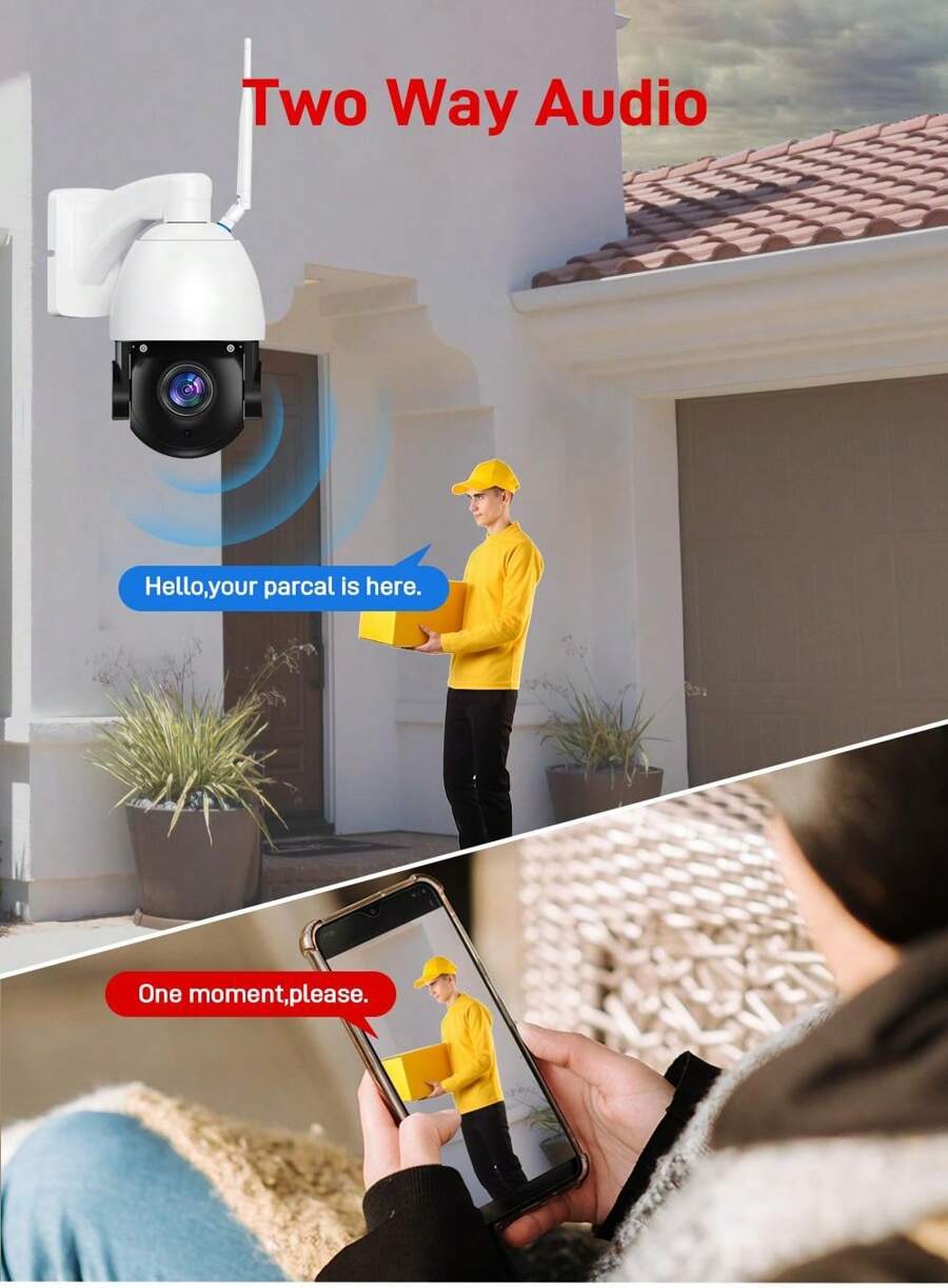 4K 8MP WiFi Video Surveillance Camera 50X Zoom CCTV Cam AI Human Detect ...