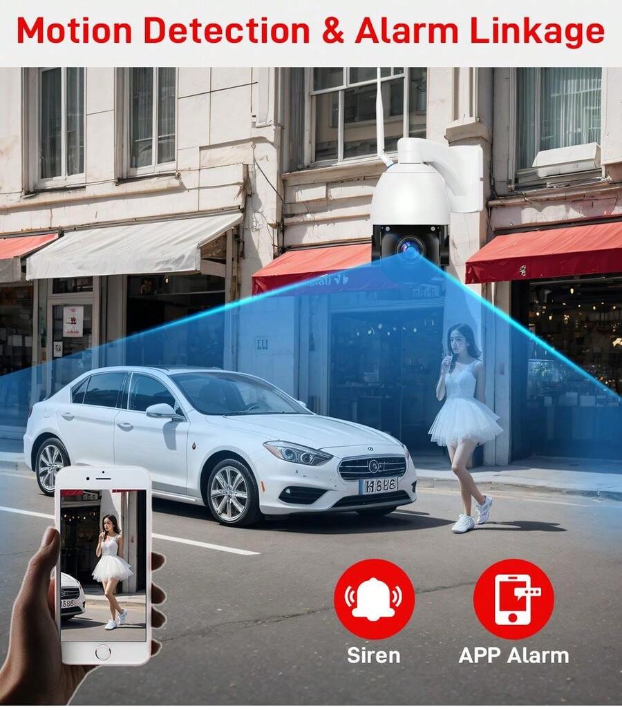 4K 8MP WiFi Video Surveillance Camera 50X Zoom CCTV Cam AI Human Detect ...