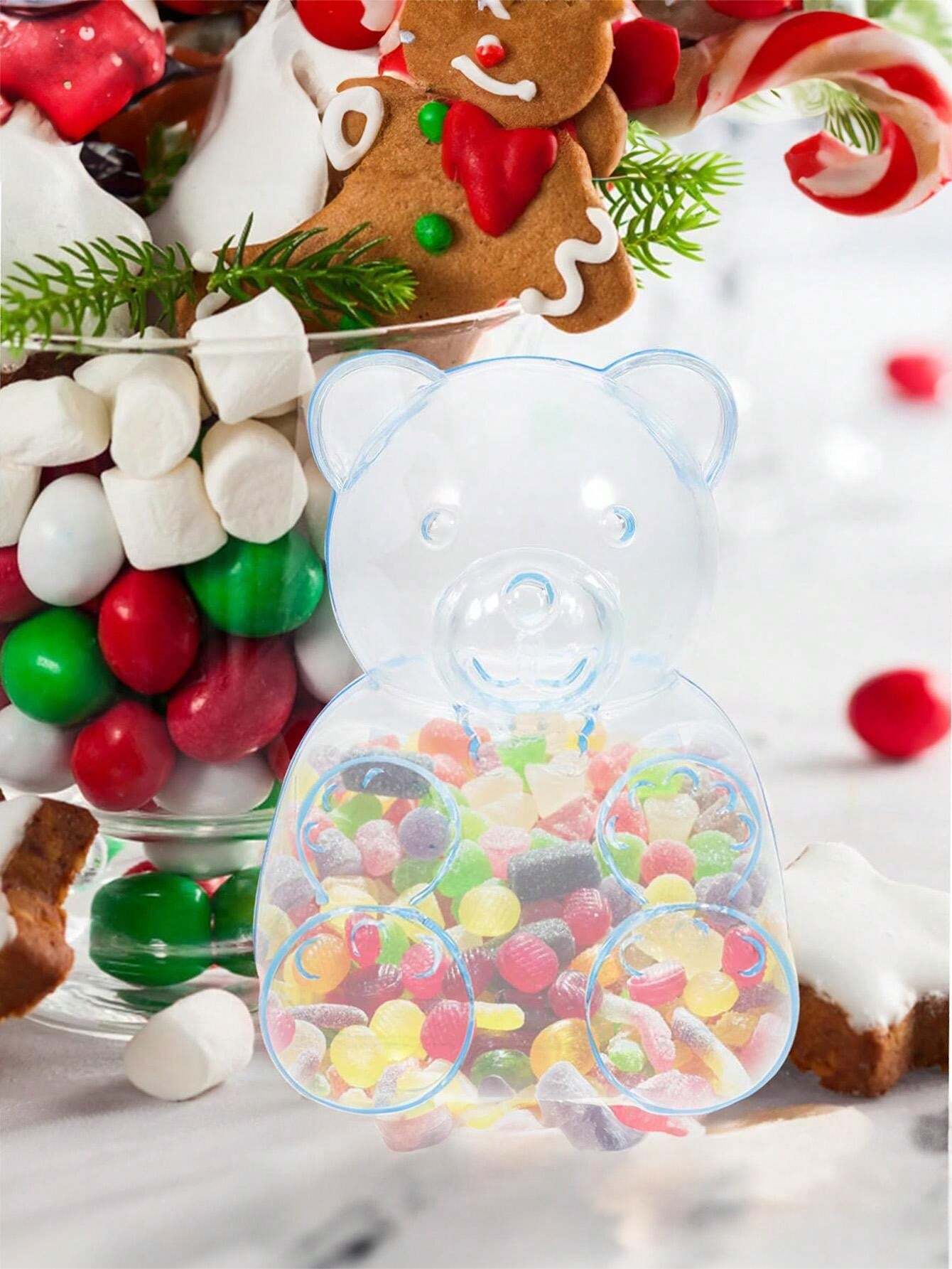 12pcs Blue/Pink/Transparent Bear Candy Box Clear Container Clear ...
