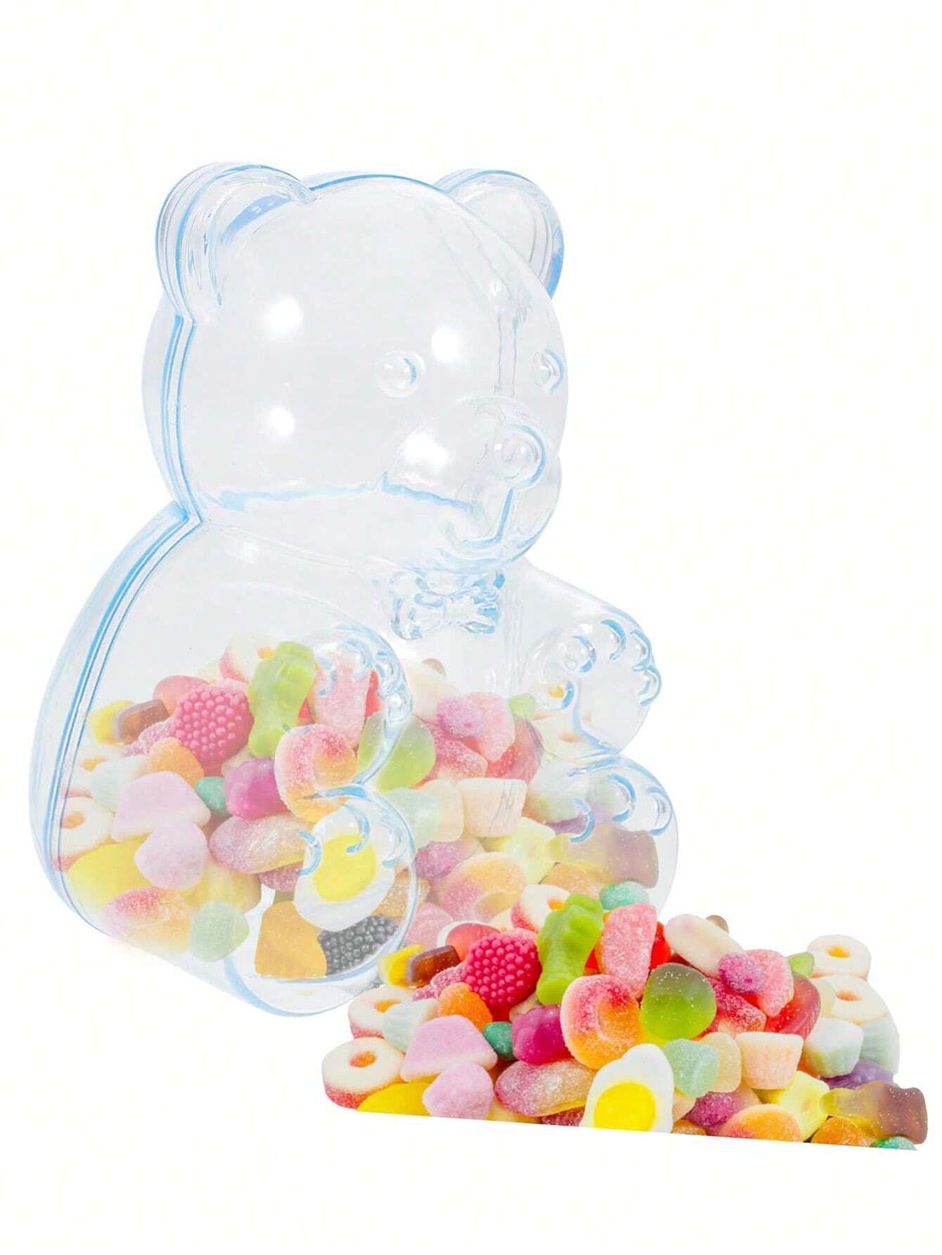 12pcs Blue/Pink/Transparent Bear Candy Box Clear Container Clear ...