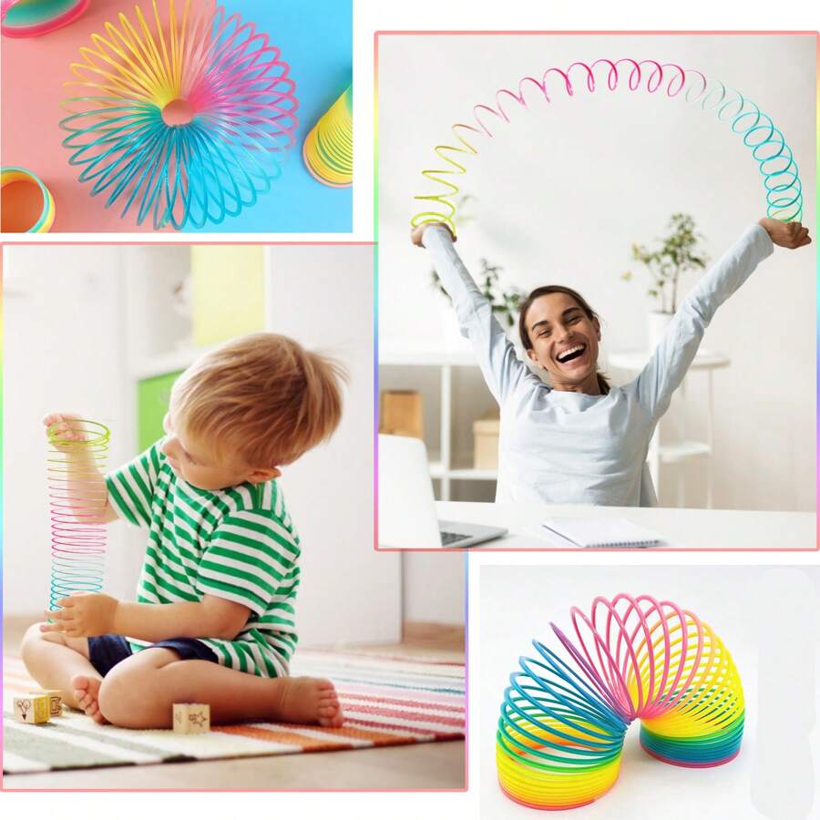 1 Pc Gigant Plastic Coil Slinkys Spring Toy,Rainbow Magic Spring Toy ...