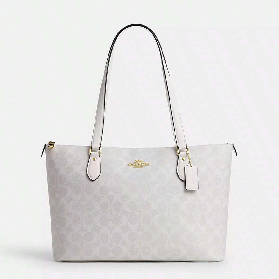 Coach Women's Large Handheld Shoulder Bag Tote Bag Khaki Brown PVC With ...