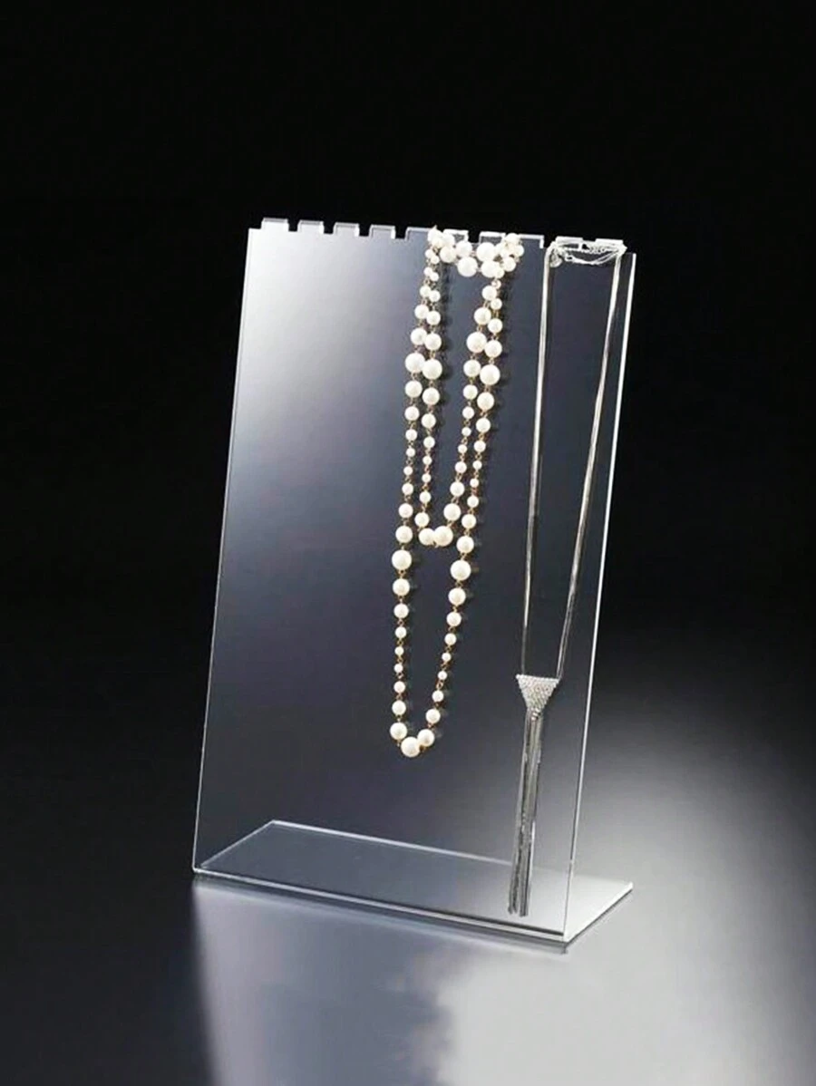 Clear Acrylic Necklace Display Stand L Shape Jewelry Organizer Storage ...