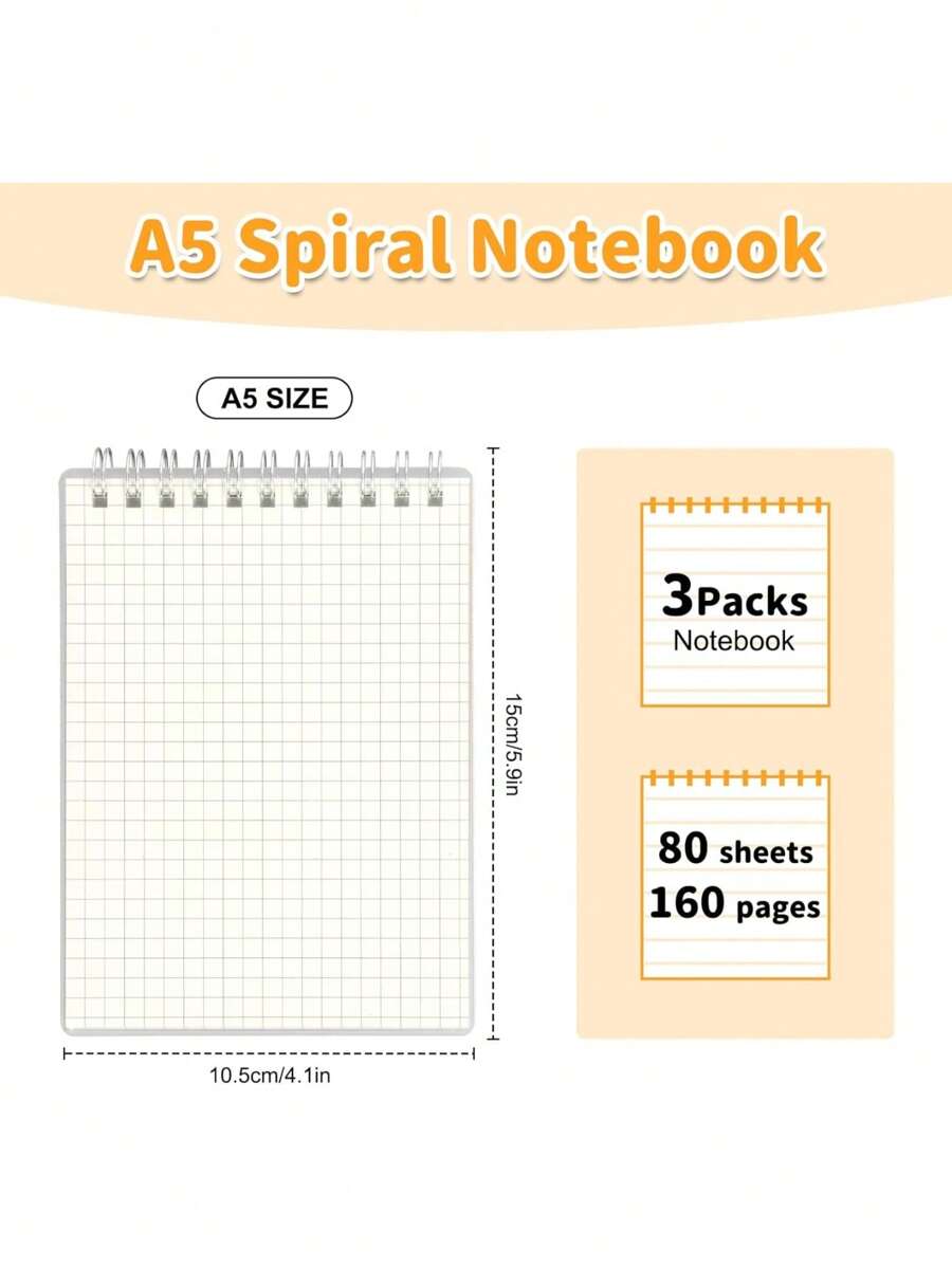 A5 Flip-Coil Notebook With 80 Sheets (160 Pages), Suitable For Office ...
