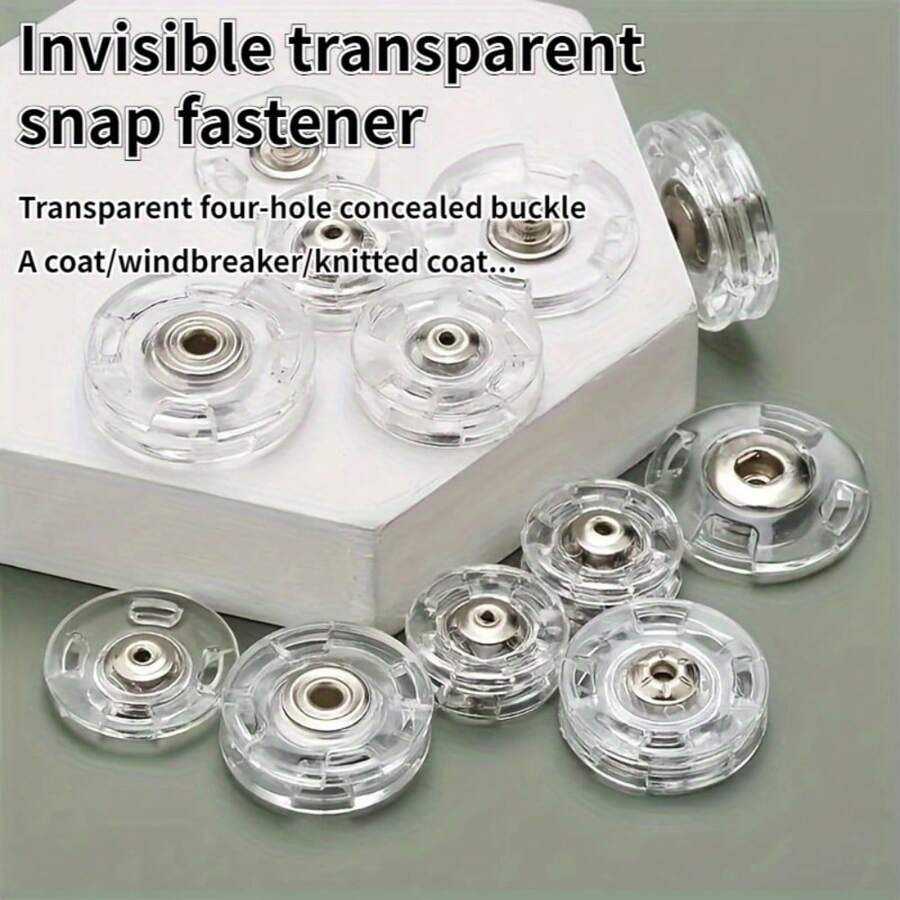 10 Pairs Transparent Hidden Snap Buttons For Coats, Sweaters, Prevent ...