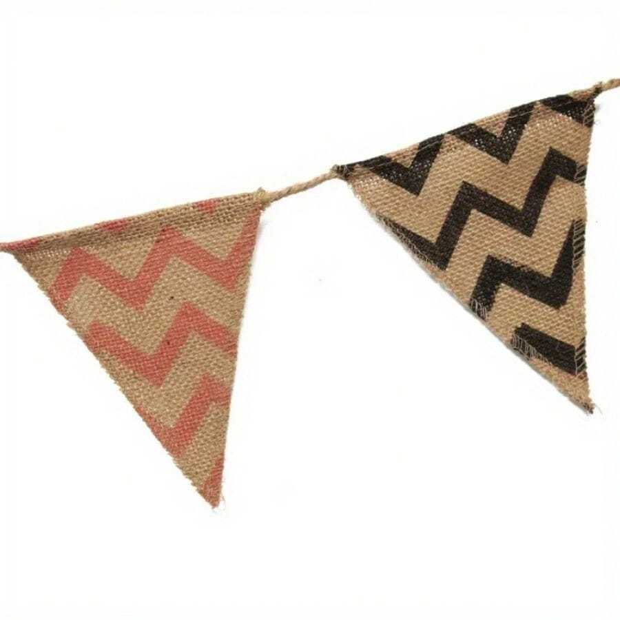3M Mini Triangle Wavy Bunting Banners Burlap Jute Flags Christmas X-Mas ...