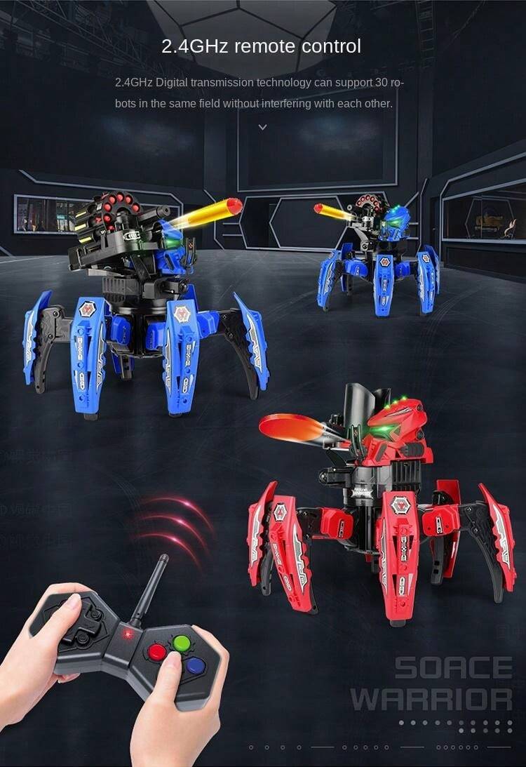 Rechargeable Remote Control 6-Leg Robot Toy Shoots Missiles & Flying ...