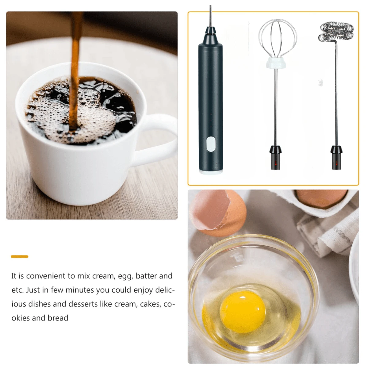 1 Handheld Milk Foam Machine Battery Powered Electric Foam Machine For ...