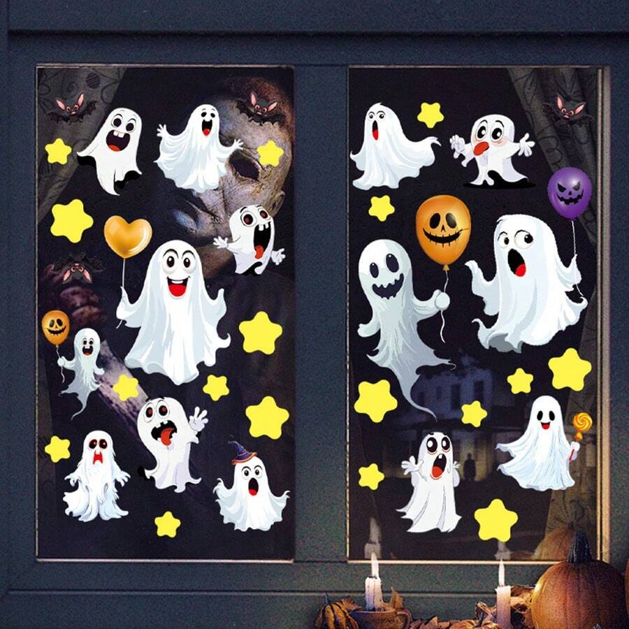 Halloween Ghost Static Cling Decals Party Decoration Stickers For Glass ...