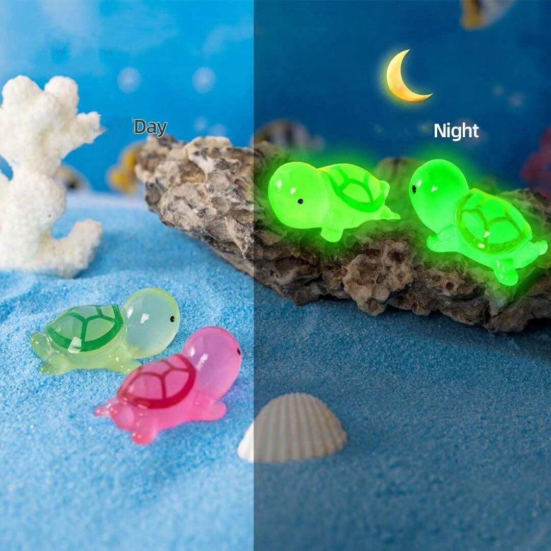 100pcs Mini Glow-In-The-Dark 3D Turtle Resin DIY Decoration Accessories ...
