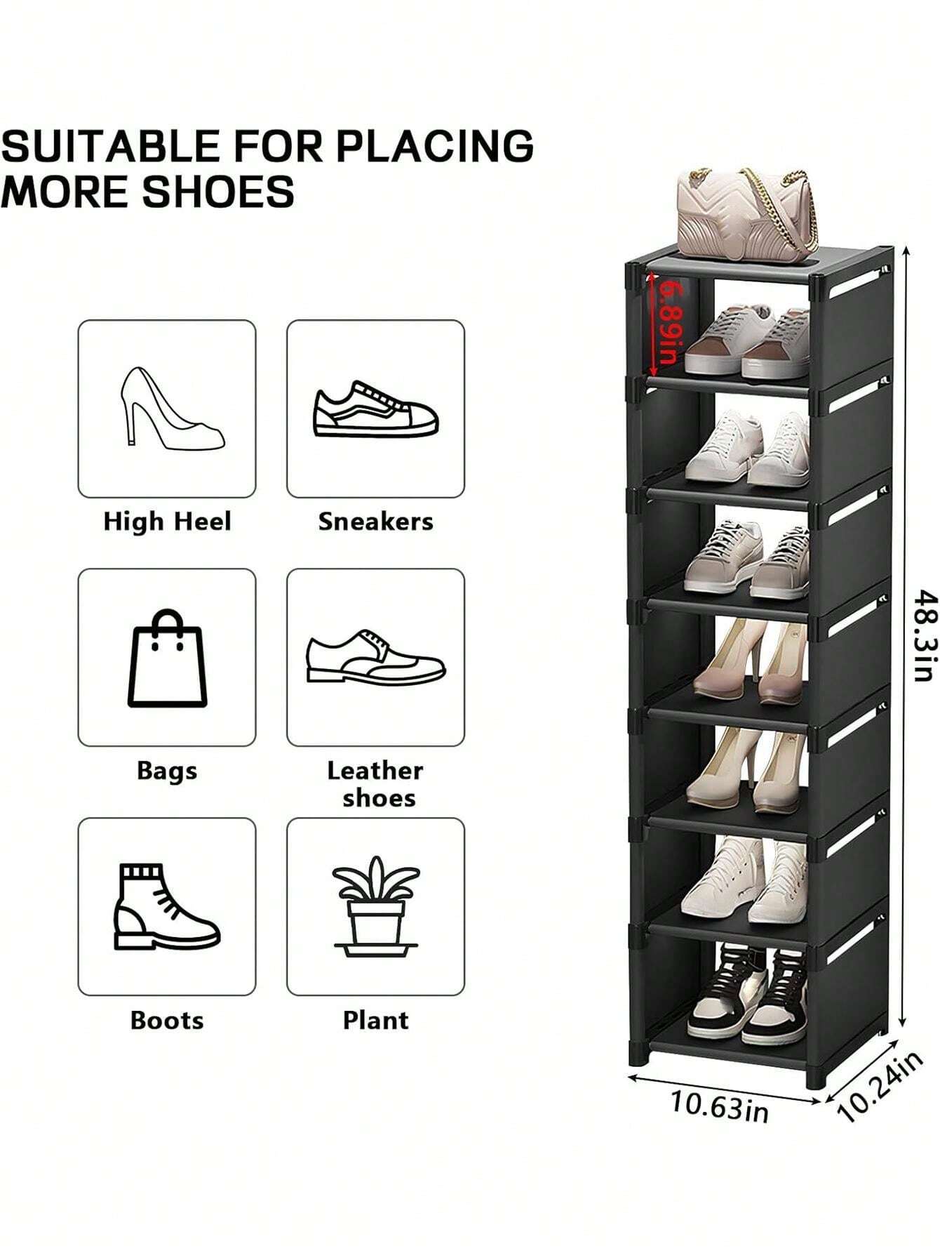 Ripiano per scarpe sottile a 8 livelli scaffale verticale Organizer ...