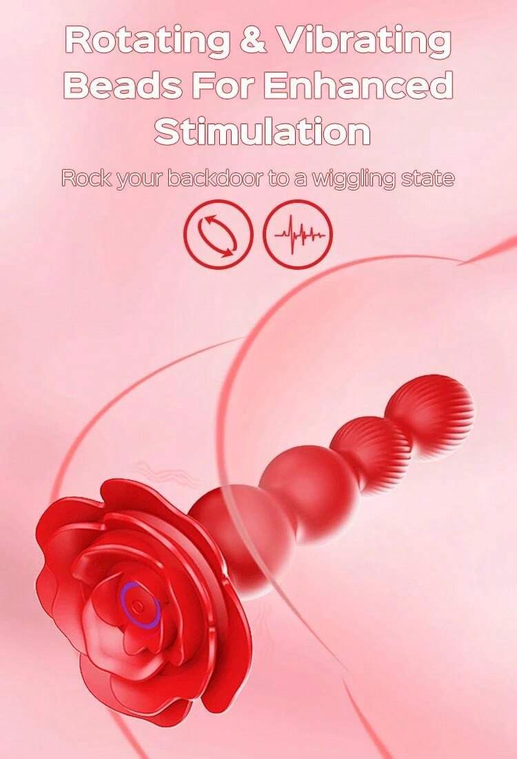 Rosanna - Remote Control Rose Rotating Beads Butt Plug Vibrator | SHEIN USA