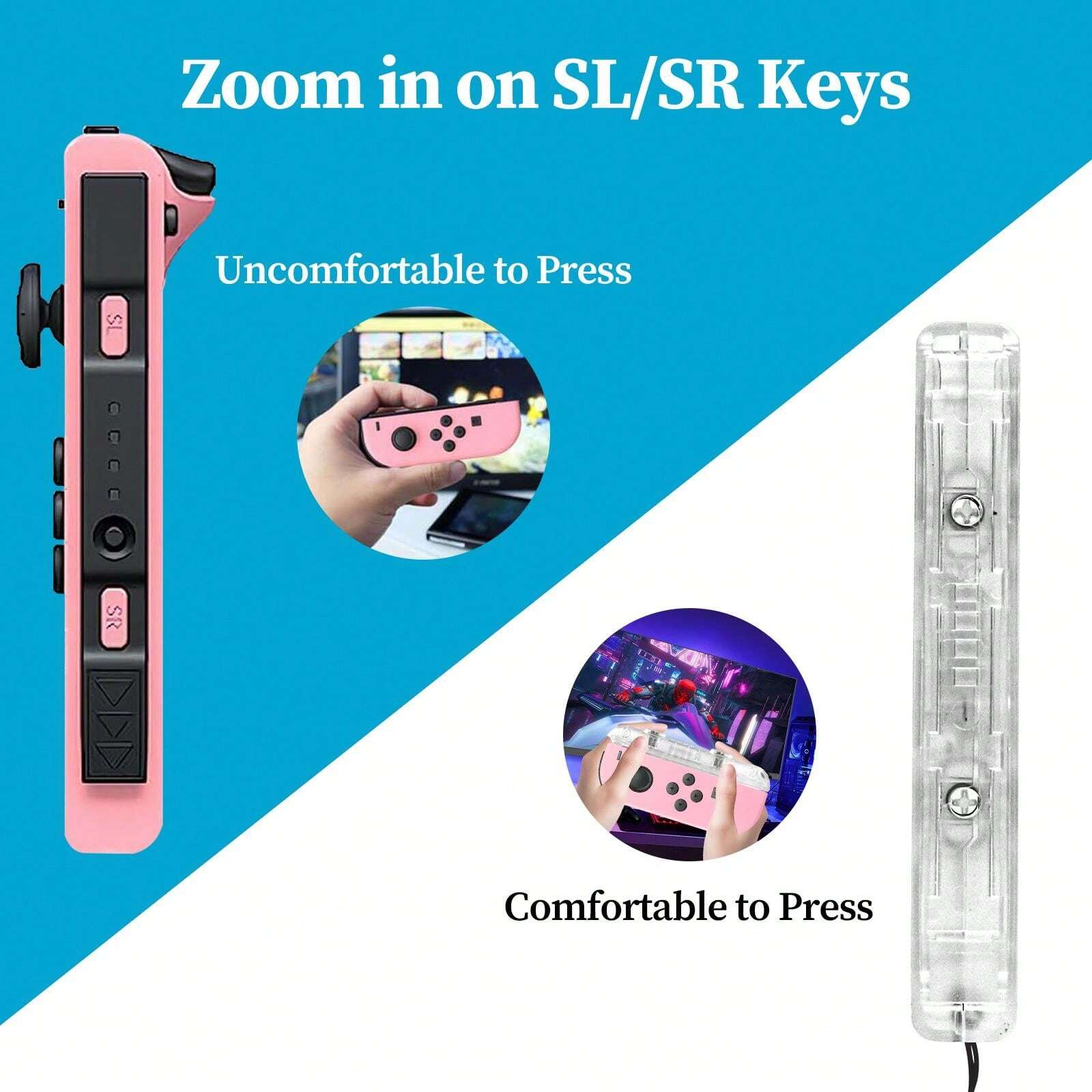 2 Packs Transparent Wrist Strap For Joy-Con Switch Parts Accessories ...