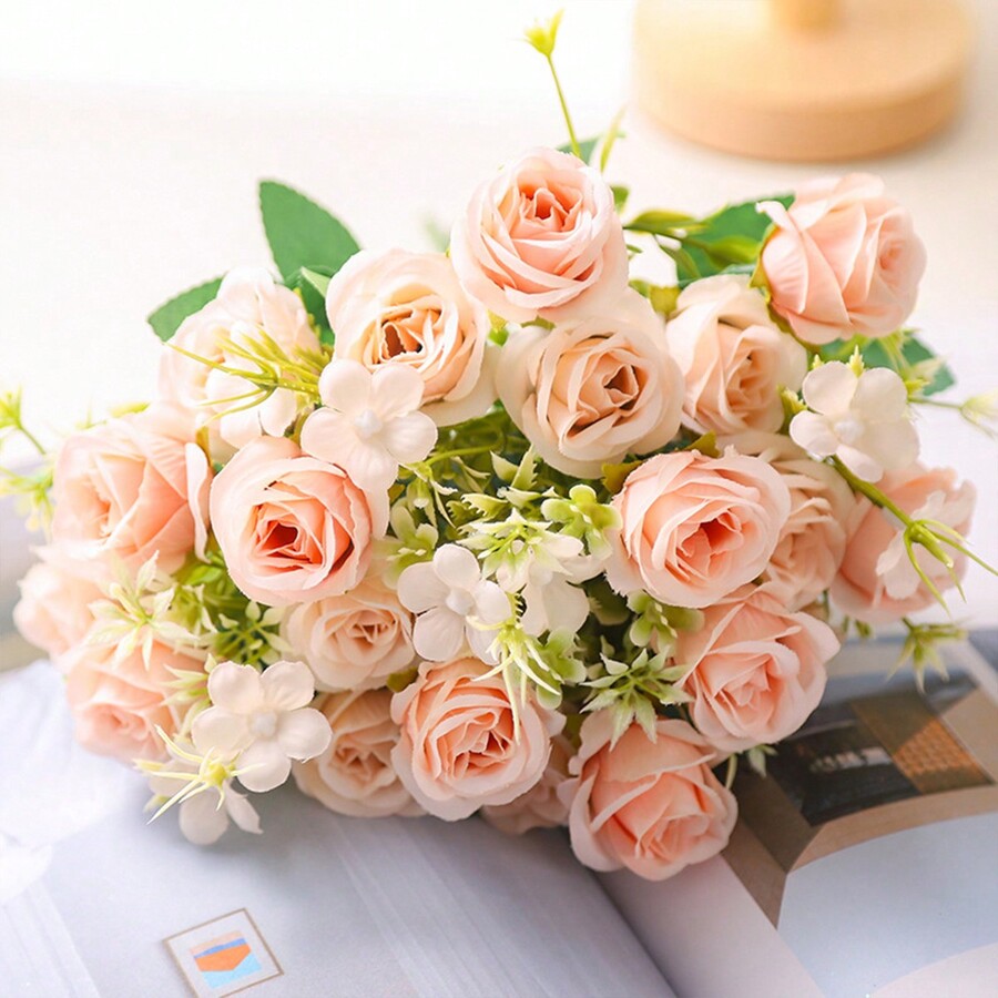 10 Heads Artificial Roses, Korean Style Bunched Fragrant Princess Roses ...