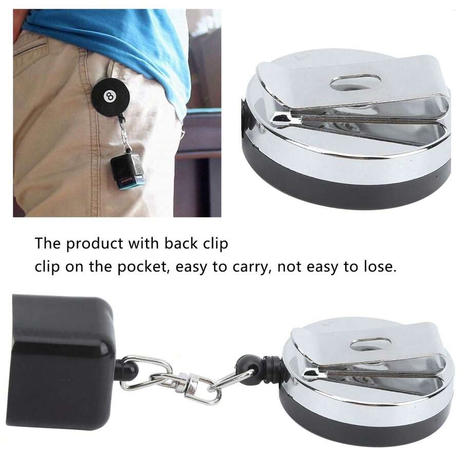 Snooker Pool Cue Chalk Holder Retractable Drawing Belt Clip Snooker ...