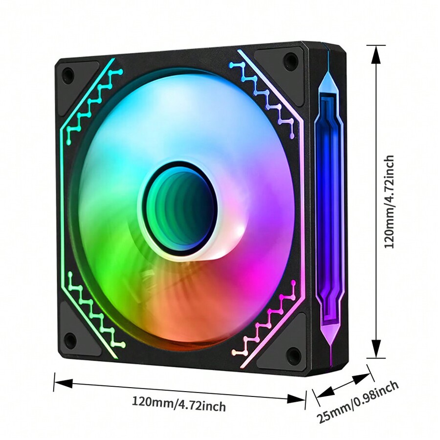 aigo Aigo Air12s PC Case Fan 12cm 4Pin 5V 3Pin ARGB Cyclic Mirror Light ...