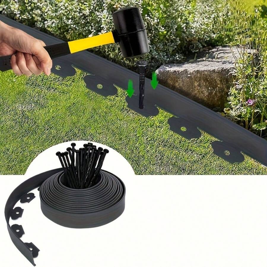 Easy To Install Pe Plastic Garden Edging Kit With Sturdy Anchors - Lawn ...