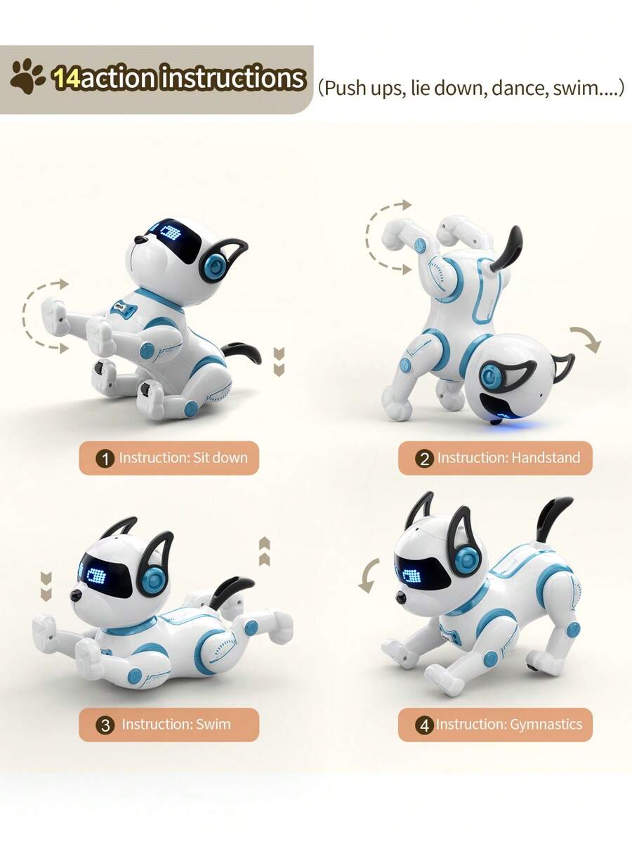 Remote Control Robot Cat Robot Dog For Kids, Interactive Robotic Dog ...