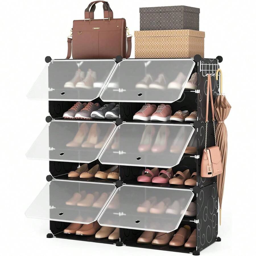 Portable Shoe Rack Organizer 6-Tier Shoe Cabinet 24-Pair Shoe Storage ...