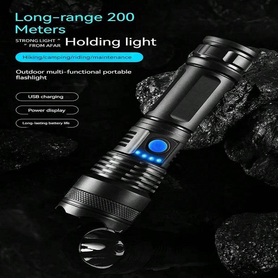 High Strong Power Led Flashlights 2000mAh Tactical Torch With Display ...