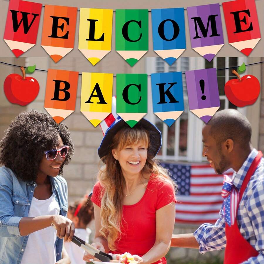Décorations de bannière de bienvenue à l'école - Bannière guirlande du ...