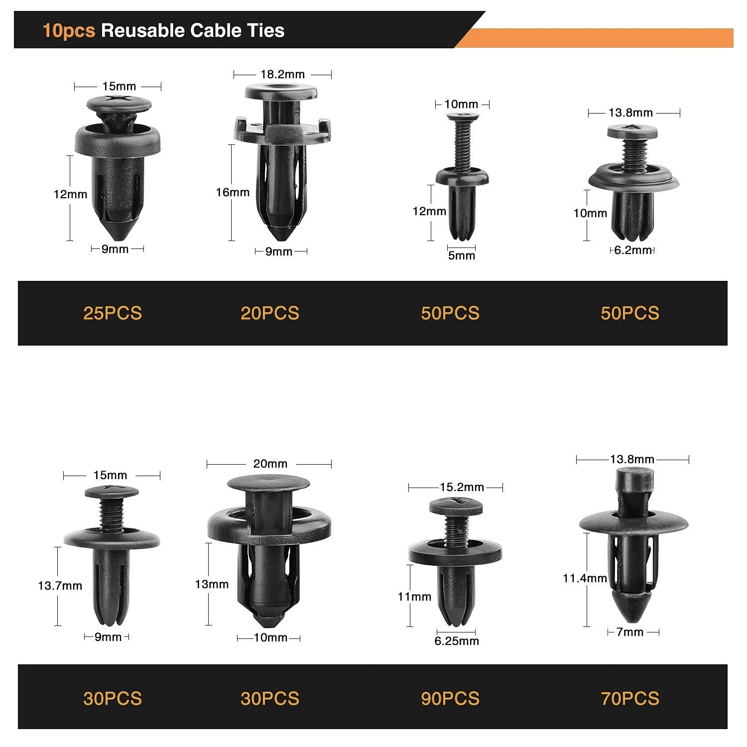 635Pcs Car Push Retainer Clips & Auto Fasteners Assortment -16 Most ...