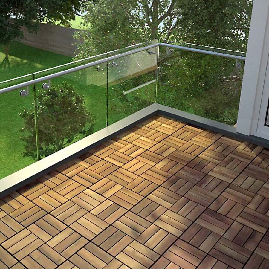 LILIIN 30 X 30cm Set Of 11 For 1 M² Wooden Tiles Floor Tiles Patio ...