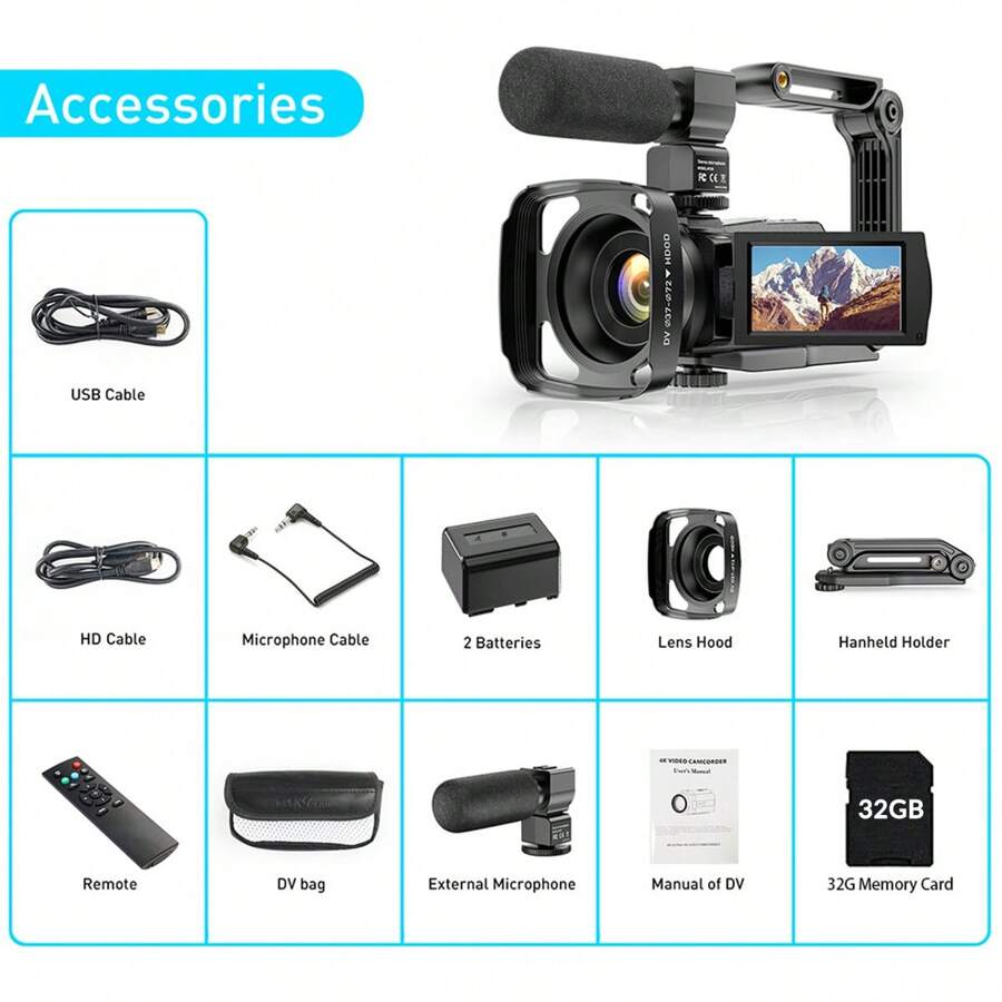 4K Ultra HD 48MP Camera With WiFi, Night Vision, 16x Digital Zoom, 3.0 ...