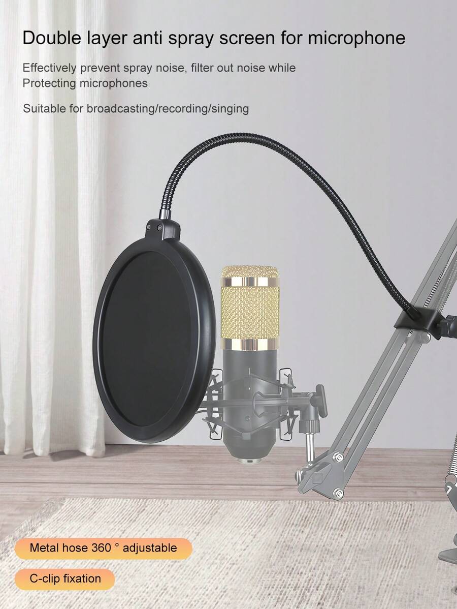 Mobile Live Stream Microphone Anti-Spray Double-Layer Mesh Windscreen ...