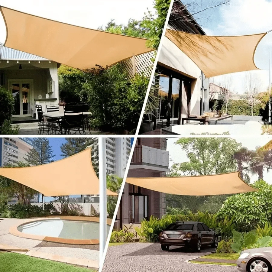 Outdoor Sunshade Sail - Unique Four-Corner Design, Durable HDPE ...