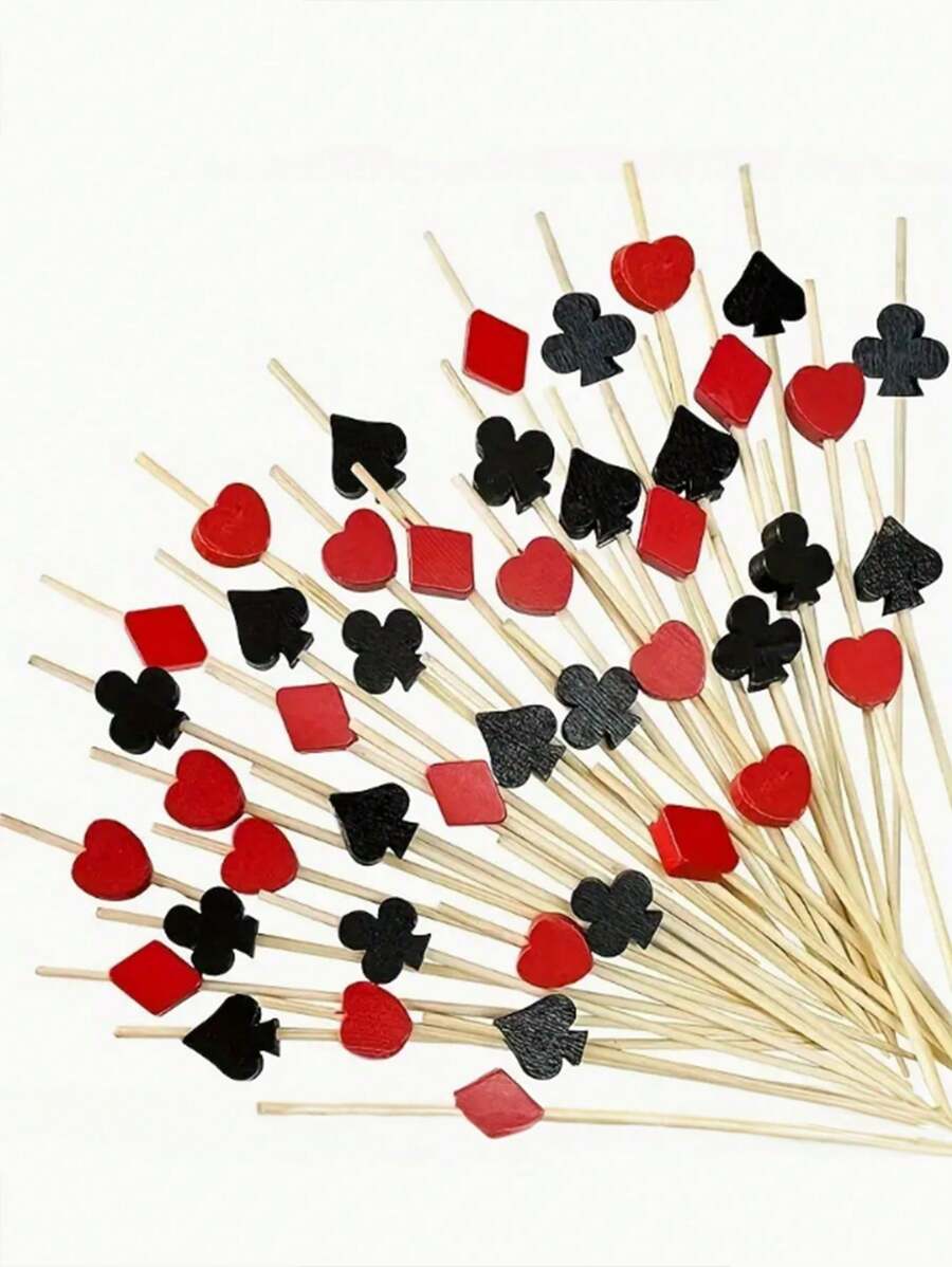 25pcs/50pcs, Cocktail Toothpicks, Poker Party Decorations, Party ...