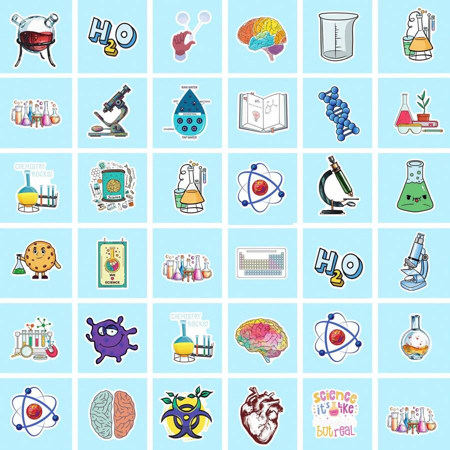 100pcs Science Stickers, Waterproof Physics Stickers For Water Bottle ...