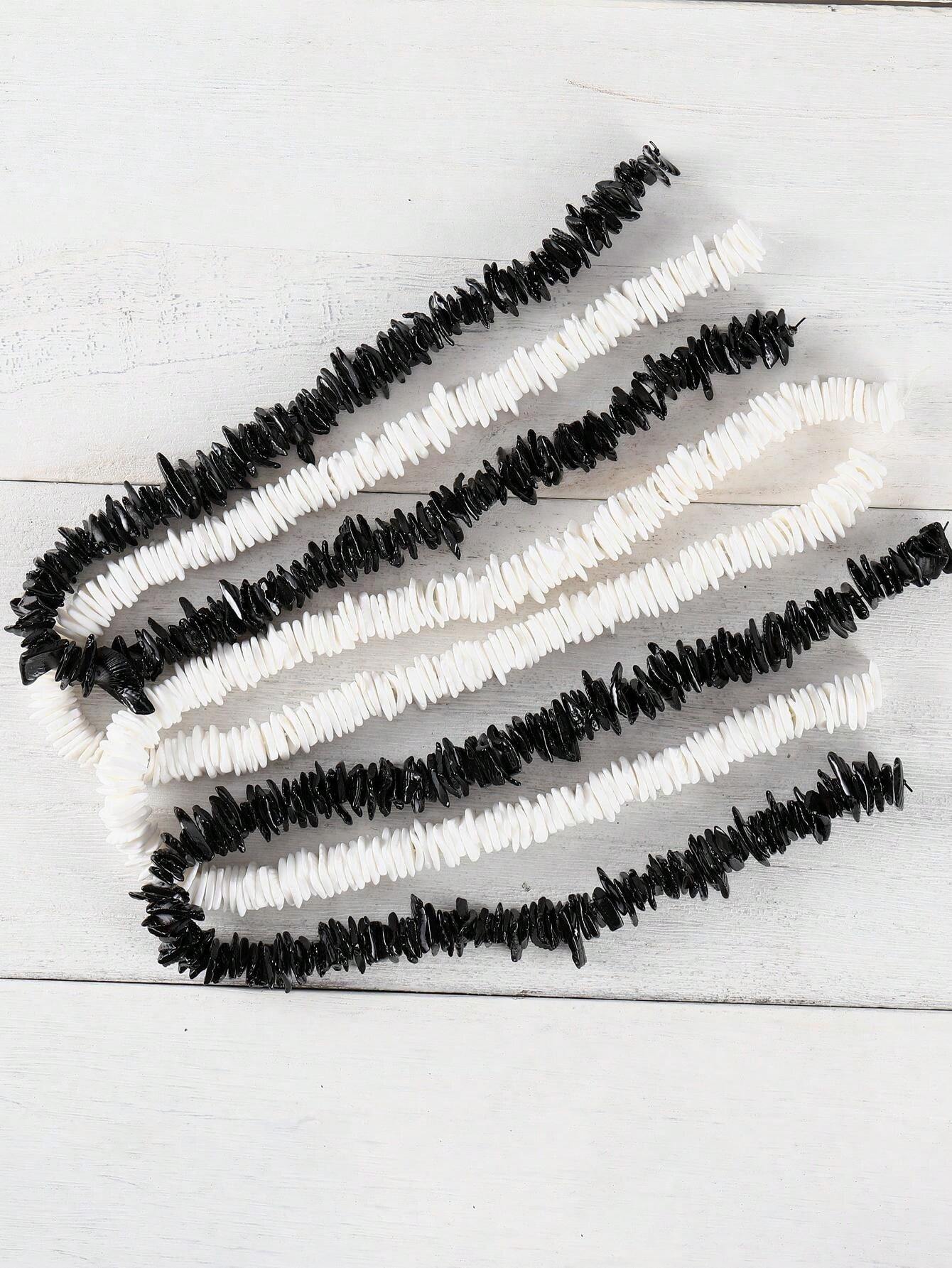 1Strand White/Black Shell Necklace Conch Clam Shell Piece Necklace ...