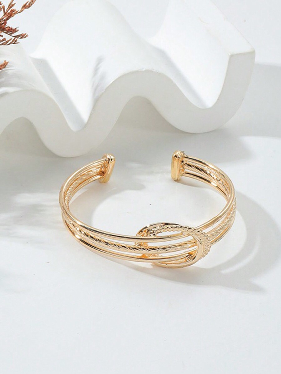 2024 New Gold Multi-Layered Textured Metal Bangle, Personality Style ...