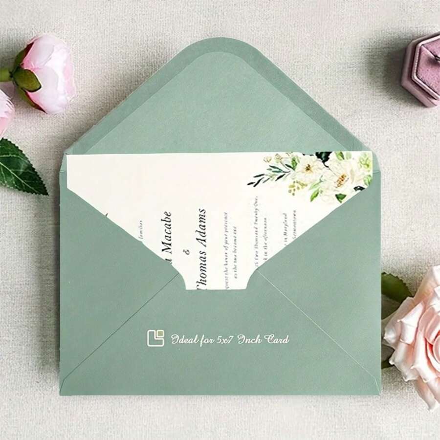 50pcs Grey Green A7 Envelopes Greeting Cards Envelopes For 5 X 7 ...