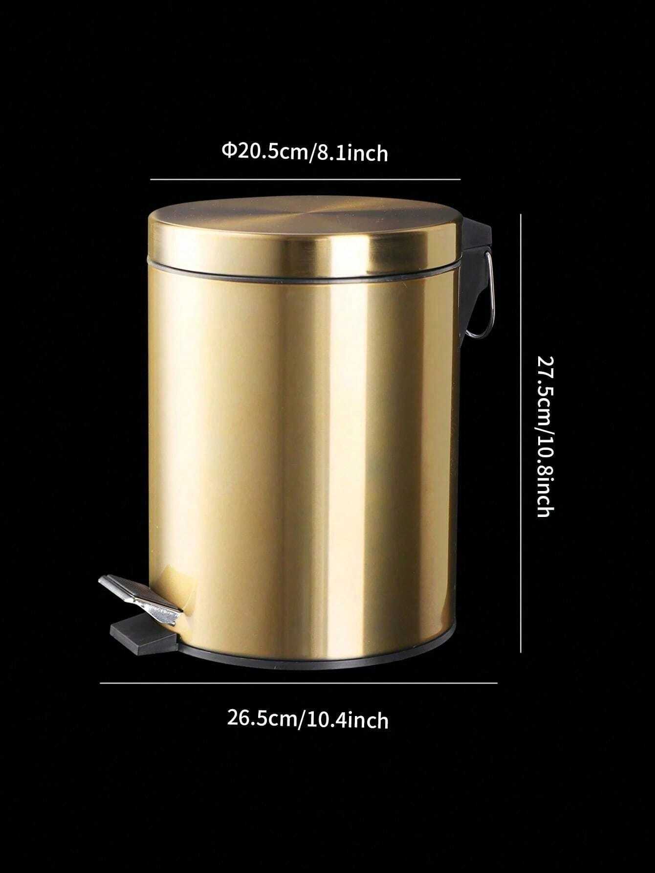 Metal 5L Flip Gold Trash Can Waterproof Garbage Foot Pedal Silent Trash ...