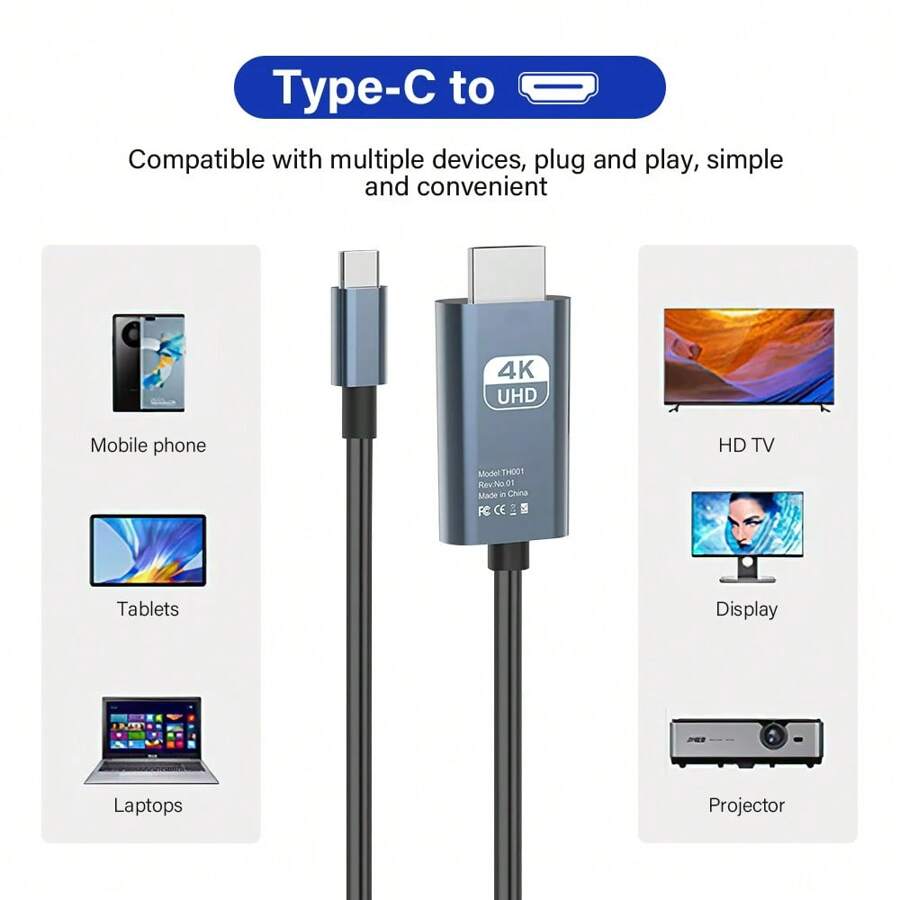 SAMGET Câble adaptateur vidéo Type-C 4K pour TV, ordinateur portable ...