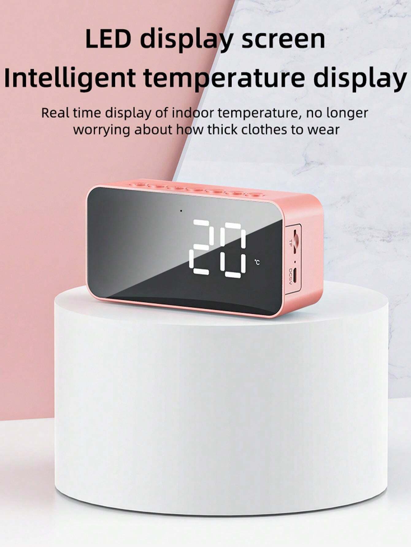 Desktop Mini LED Mirror Digital Clock, Bluetooth Wireless Speaker ...