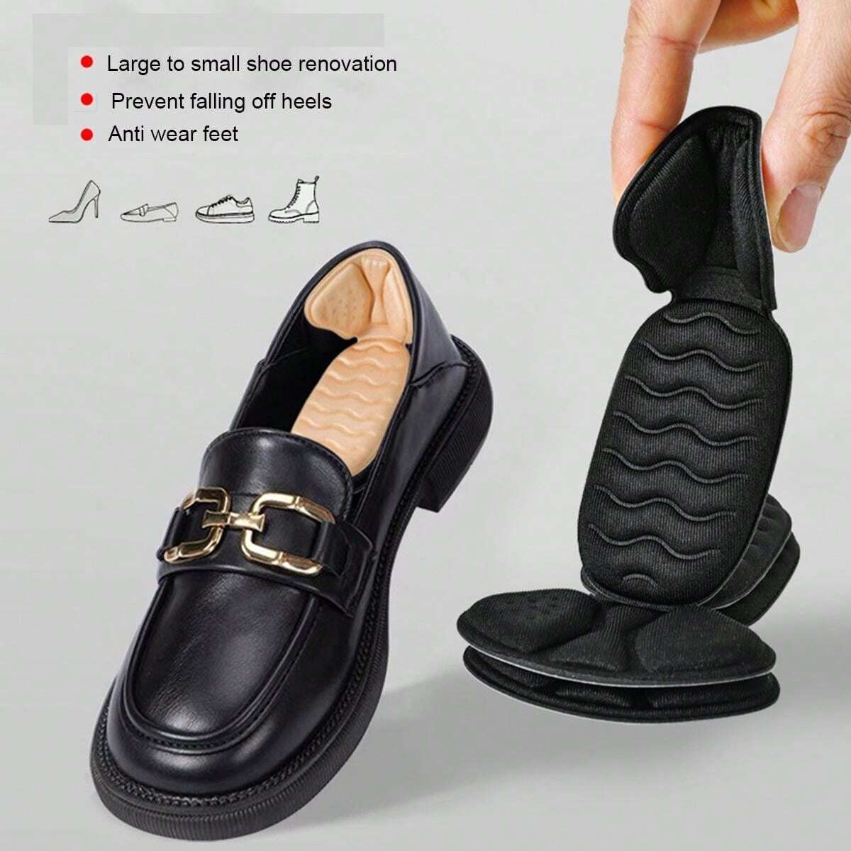 Soft Sponge Heel Inserts For Women And Men - Reusable Pads For Loose ...