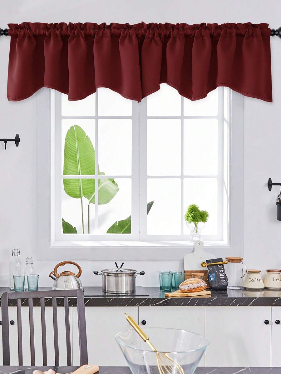 1Pc Scalloped Kitchen Valances For Windows, Rod Pocket Curtain Valance ...