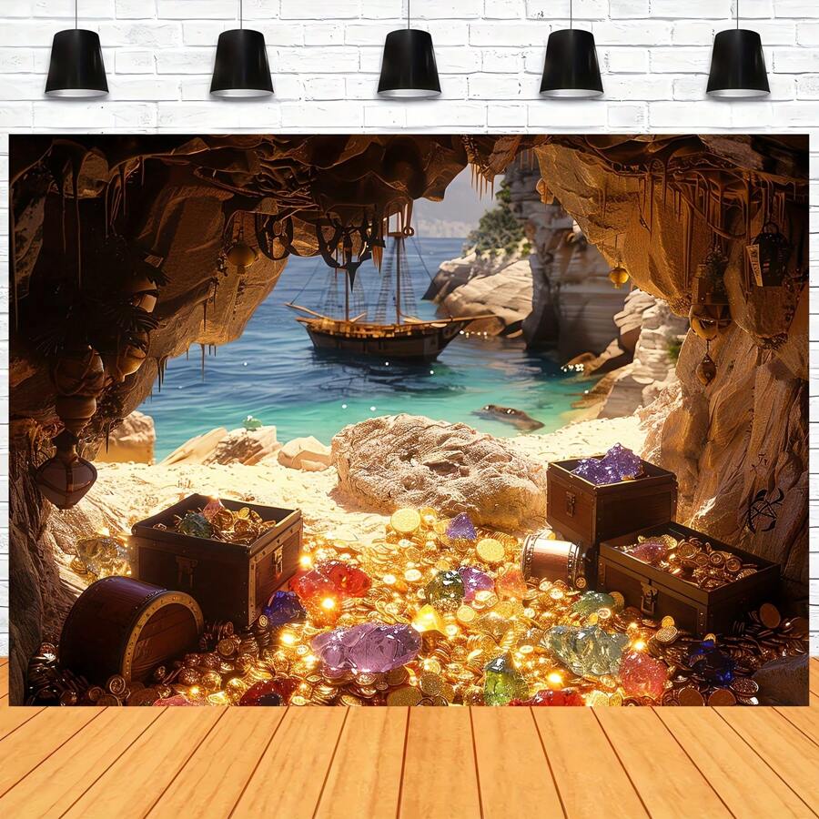 Pirate Treasure Chest Backdrop Banner For Birthday, Anniversary ...